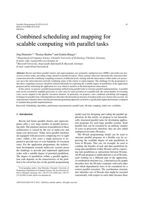 Pdf Combined Scheduling And Mapping For Scalable Computing With