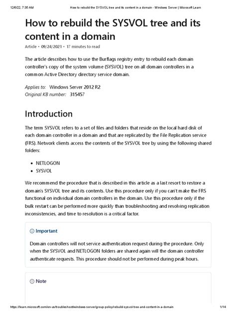 How To Rebuild The Sysvol Tree And Its Content In A Domain Windows