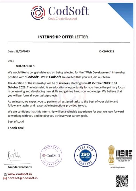 internship codsoft dhana shri