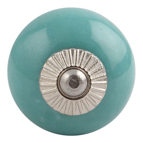 Sea Green Silver Fitting Ceramic Dresser Knob