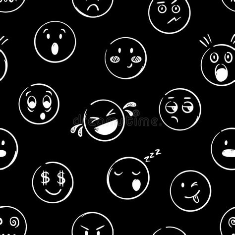 Different Emotional Expressions Faces Seamless Pattern Decorative Hand Drawn Print For Wrapping
