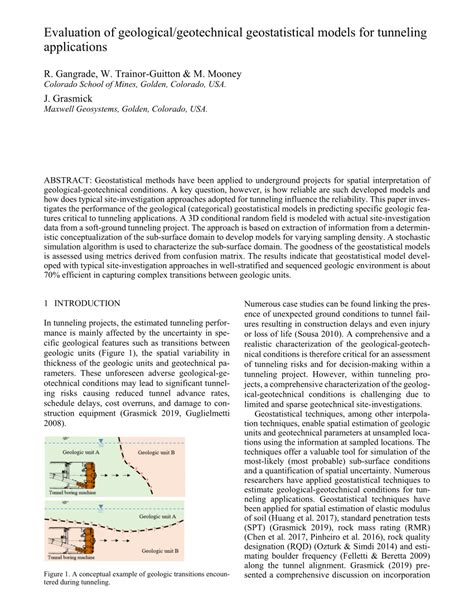 PDF Evaluation Of Geological Geotechnical Geostatistical Models For Tunneling Applications