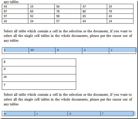 Number Rows In Word Table
