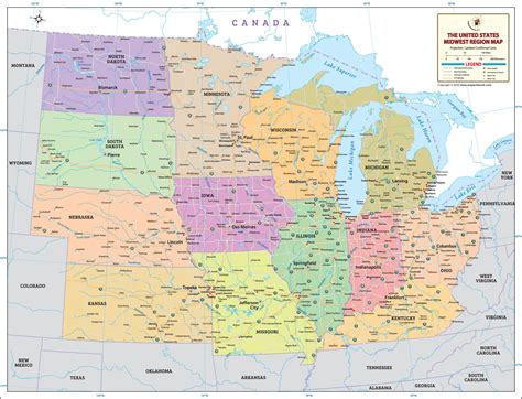 Midwest Map United States With Cities And Highways