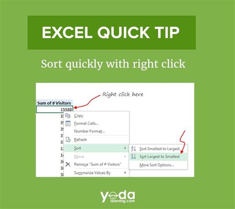 Quick Tips On Excel Sort With Right Click Data Analytics Skills Learning