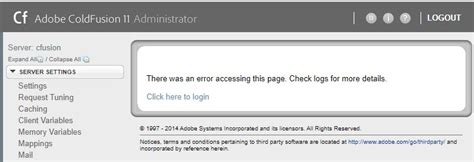 Coldfusion Admin Error Accessing This Page It Handyman