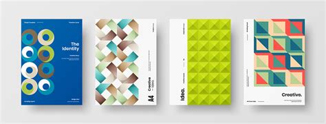 회사 Id 브로셔 템플릿 컬렉션입니다 비즈니스 프리젠 테이션 벡터 A4 수직 방향 전면 페이지 모형 세트 기업 보고서 커버 추상 기하학적 일러스트 디자인 레이아웃 번들 0