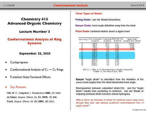 Chem 413 Final Exam Conformational Analysis Of Ring Strain Systems