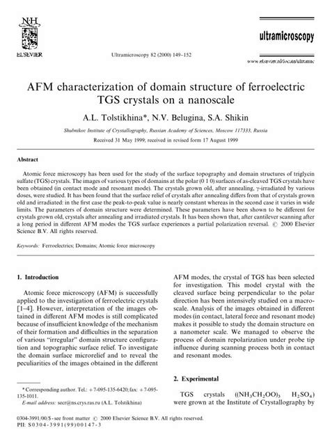 Pdf Afm Characterization Of Domain Structure Of Ferroelectric Tgs