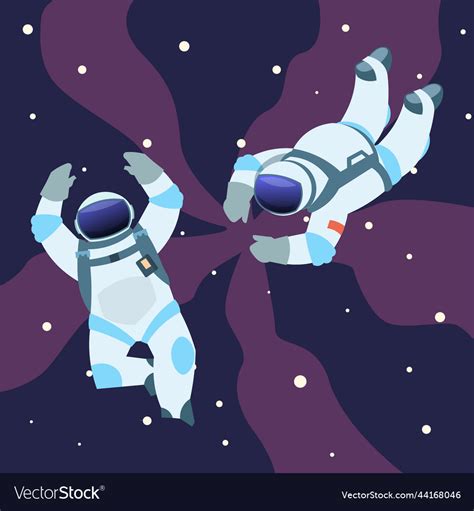 Astronauts People In Spacesuits Outer Space Vector Image