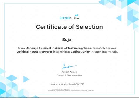 Internship Artificialintelligence Neuralnetworks Machinelearning Sujal S