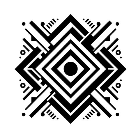Symmetrical Geometric Black White Abstract Composition Diamondshaped Core Lines Dots Modern