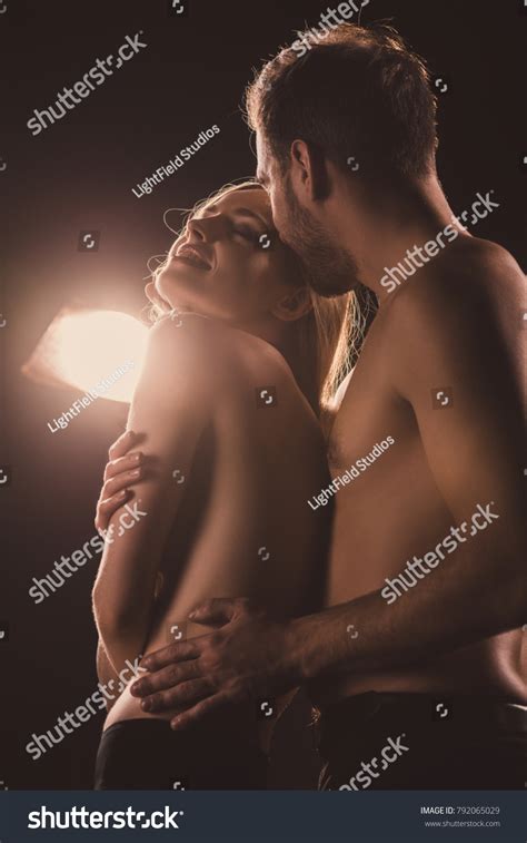 Happy Naked Lovers Hugging On Brown Stock Photo Shutterstock