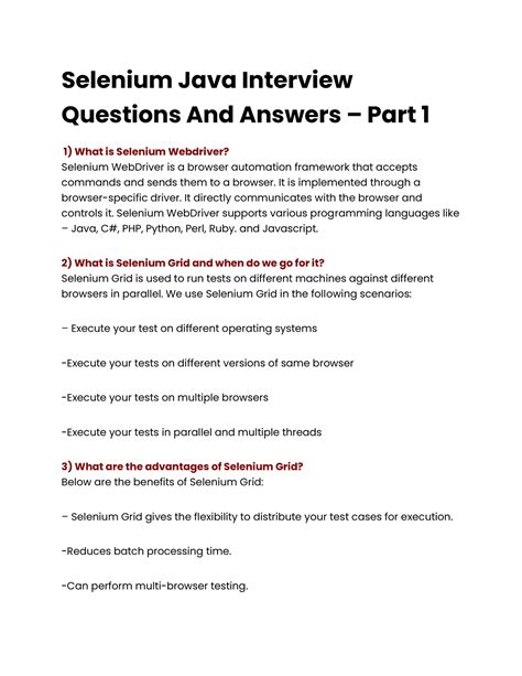 Real Time Selenium Java Interview Questions Selenium Java Interview