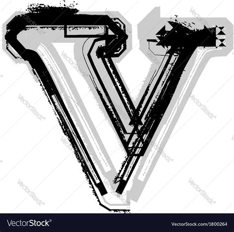Grunge Font Letter V Royalty Free Vector Image