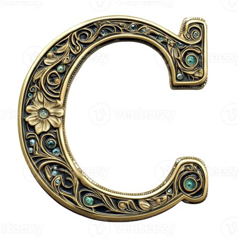 Ornate Decorative Letter C With Floral Design Cut Out Stock 49211213 Png