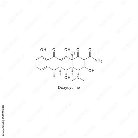 Doxycycline Flat Skeletal Molecular Structure Tetracycline Antibiotic Drug Used In Treatment