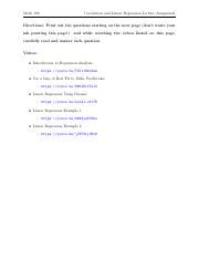 Correlation And Linear Regression Lecture Assignment Pdf Math Correlation And Linear