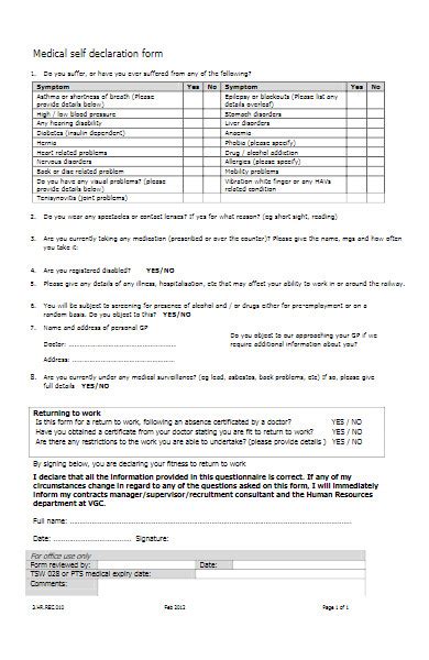 Free 50 Medical Declaration Forms Download How To Create Guide Tips