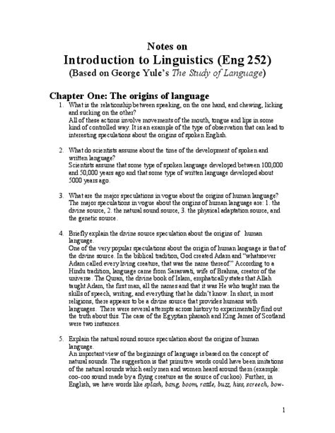 Doc Notes On Introduction To Linguistics