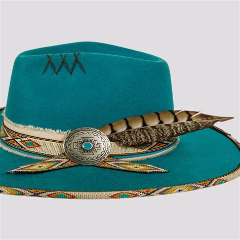 Lakota Womens Wool Felt Rancher Fedora Hat With Tribal Trim American Hat Makers