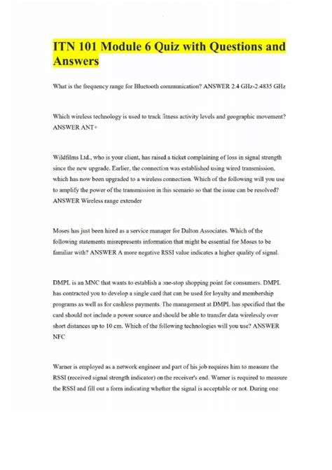ITN 101 Module 6 Quiz With Questions And Answers ITN 101 Stuvia US