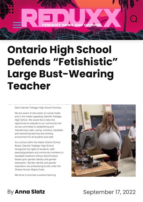Ontario High School Defends Fetishistic” Large Bust Wearing Teacher