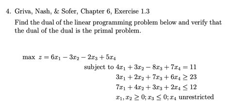 Solved Griva Nash And Sofer Chapter 6 Exercise 1 3 Find