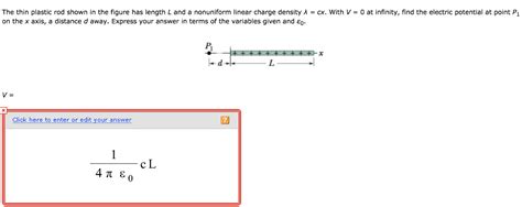 Solved The Thin Plastic Rod Shown In The Figure Has Length L