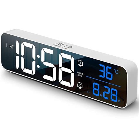 ᐉ Годинник настільний електронний Losso Premium Bt Long з Led підсвічуванням і термометром Білий