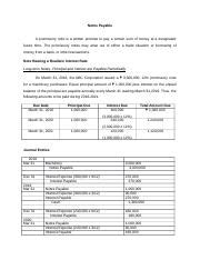 01 Notes Payable Docx Notes Payable A Promissory Note Is A Written Promise To Pay A Certain