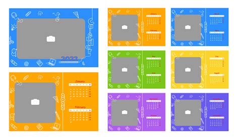 데스크톱 월간 사진 캘린더 2022 간단한 아이 아기 학교 격월 수평 사진 달력 레이아웃 2022 영어 년 캘린더 및 12개월 템플릿을 다룹니다 주는 월요일부터 시작됩니다