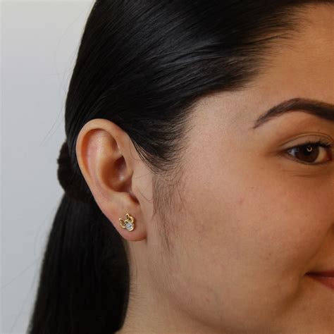 Topo Mikey Mouse Circon Blanco Eslabon Dorado