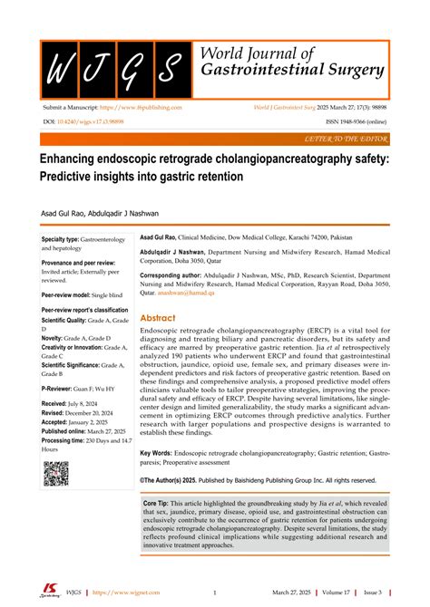 Pdf Enhancing Endoscopic Retrograde Cholangiopancreatography Safety Predictive Insights Into