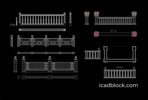 Railing Cad Block Collection In Dwg Icadblock