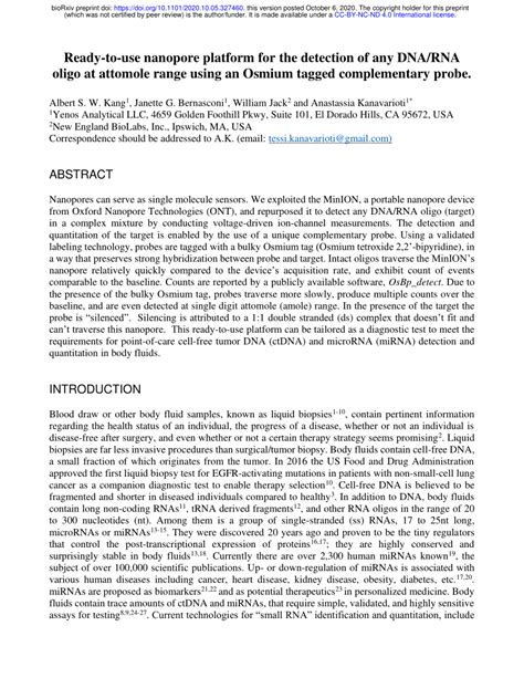 Pdf Ready To Use Nanopore Platform For The Detection Of Any Dnarna Oligo At Attomole Range