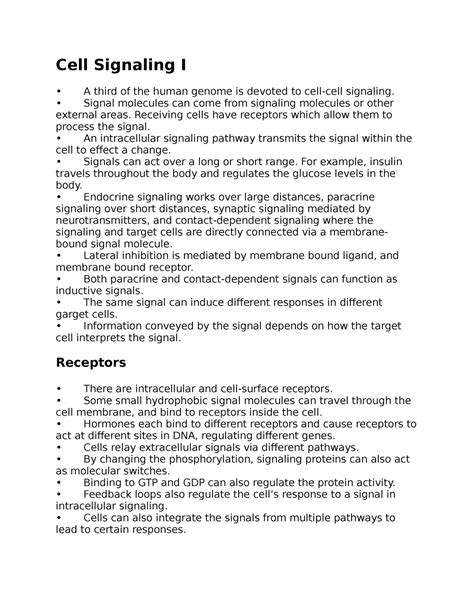 Cell Signaling I Lecture Notes Taken In Class For BIOMG Taught By Professor Chris Fromme