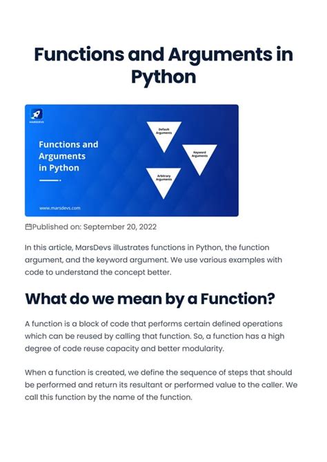 Functions And Arguments In Python Pdf