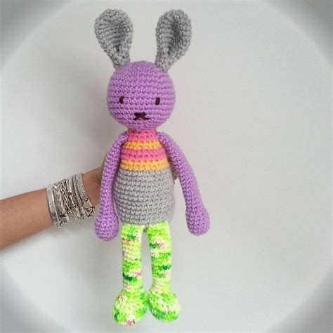 Doudou Lapin Au Crochet Amigurumi Multicolore Cadeau Naissance Jouet