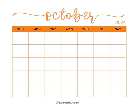 Free Printable October Blank Calendar Template For Easy Planning