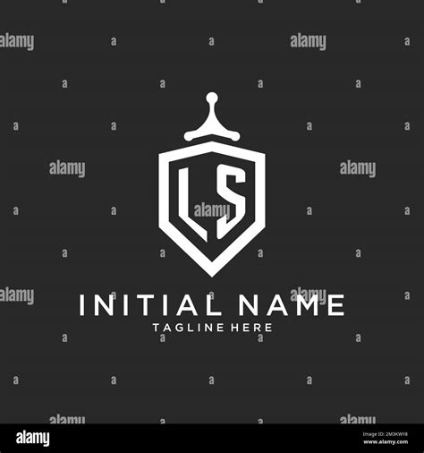 Ls Monogram Logo Initial With Shield Guard Shape Design Ideas Stock