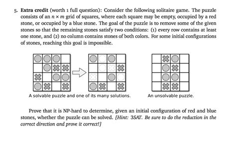 Solved 5 Extra Credit Worth 1 Full Question Consider The Following Solitaire Game The