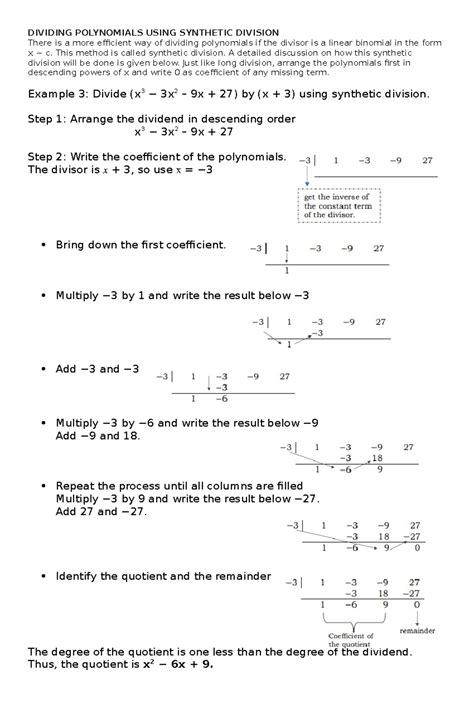 Dividing Polynomials Using Synthetic Division Dividing Polynomials Using Synthetic Division