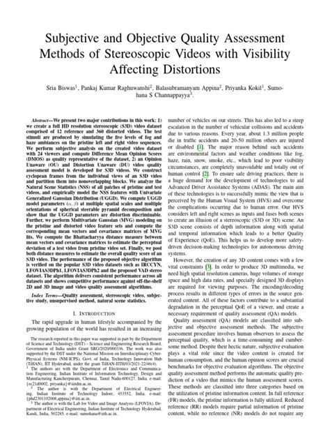 Subjectiveandobjectivequalityassessmentmethodsofstereoscopic