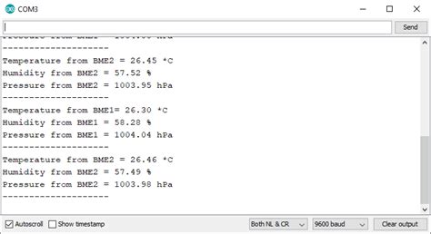 Esp32 Multiple Bme280 Sensors Serial Monitor Output