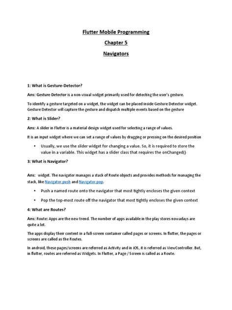 flutter mobile programming navigators 1 what is gesture detector ans