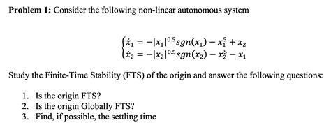 Solved Problem 1 Consider The Following Non Linear