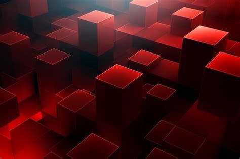 Abstract Red Square Geometric Background Light And Shadow Premium Ai Generated Image
