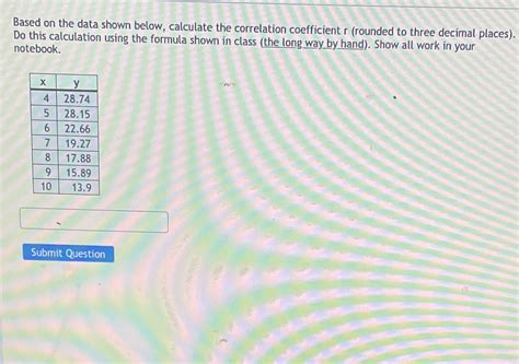 Solved Based On The Data Shown Below Calculate The Correlation