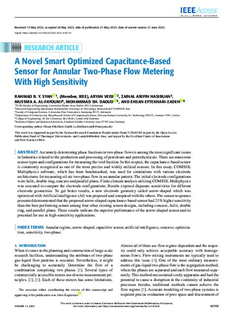 Pdf A Novel Smart Optimized Capacitance Based Sensor For Annular Two